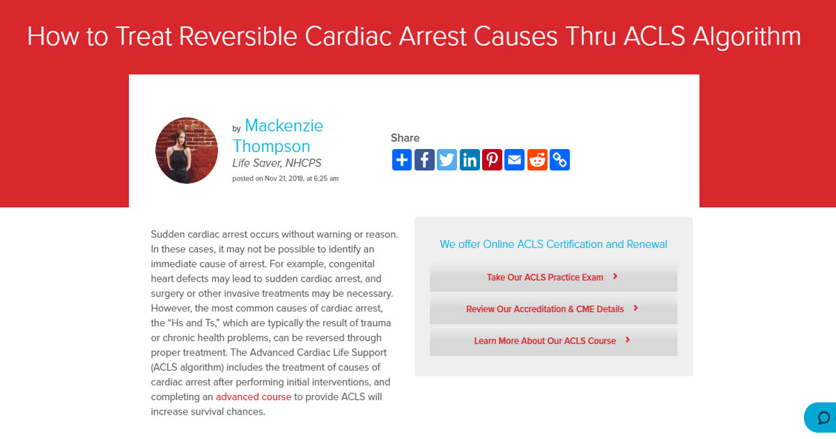 How to Treat Reversible Cardiac Arrest Causes Thru ACLS Algorithm